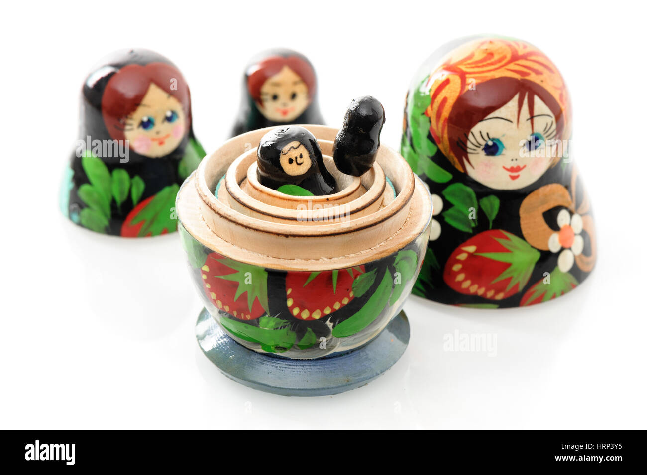 set of matryoshka or babushkas, Russian nesting dolls isolated on white ...