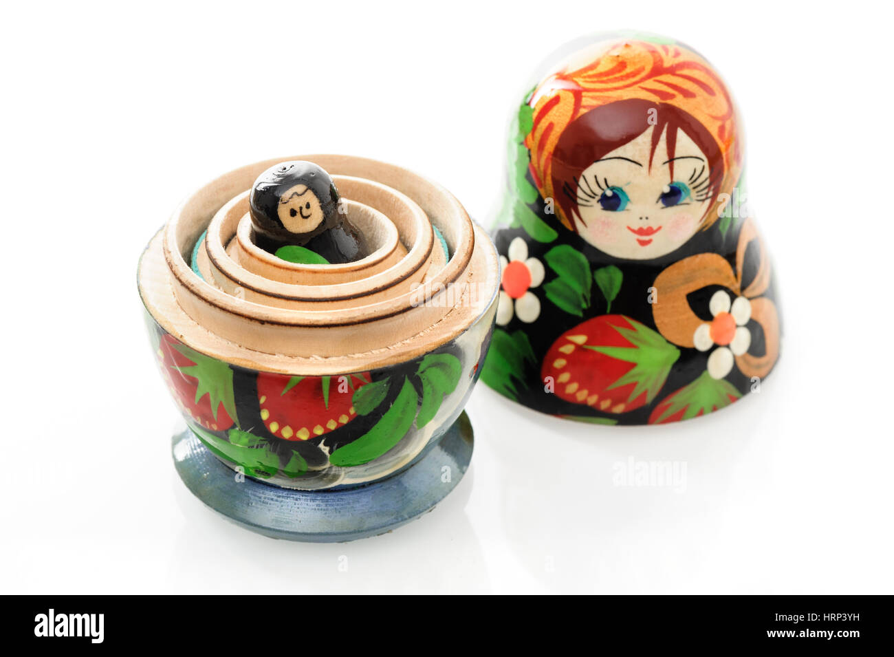 set of matryoshka or babushkas, Russian nesting dolls isolated on white ...