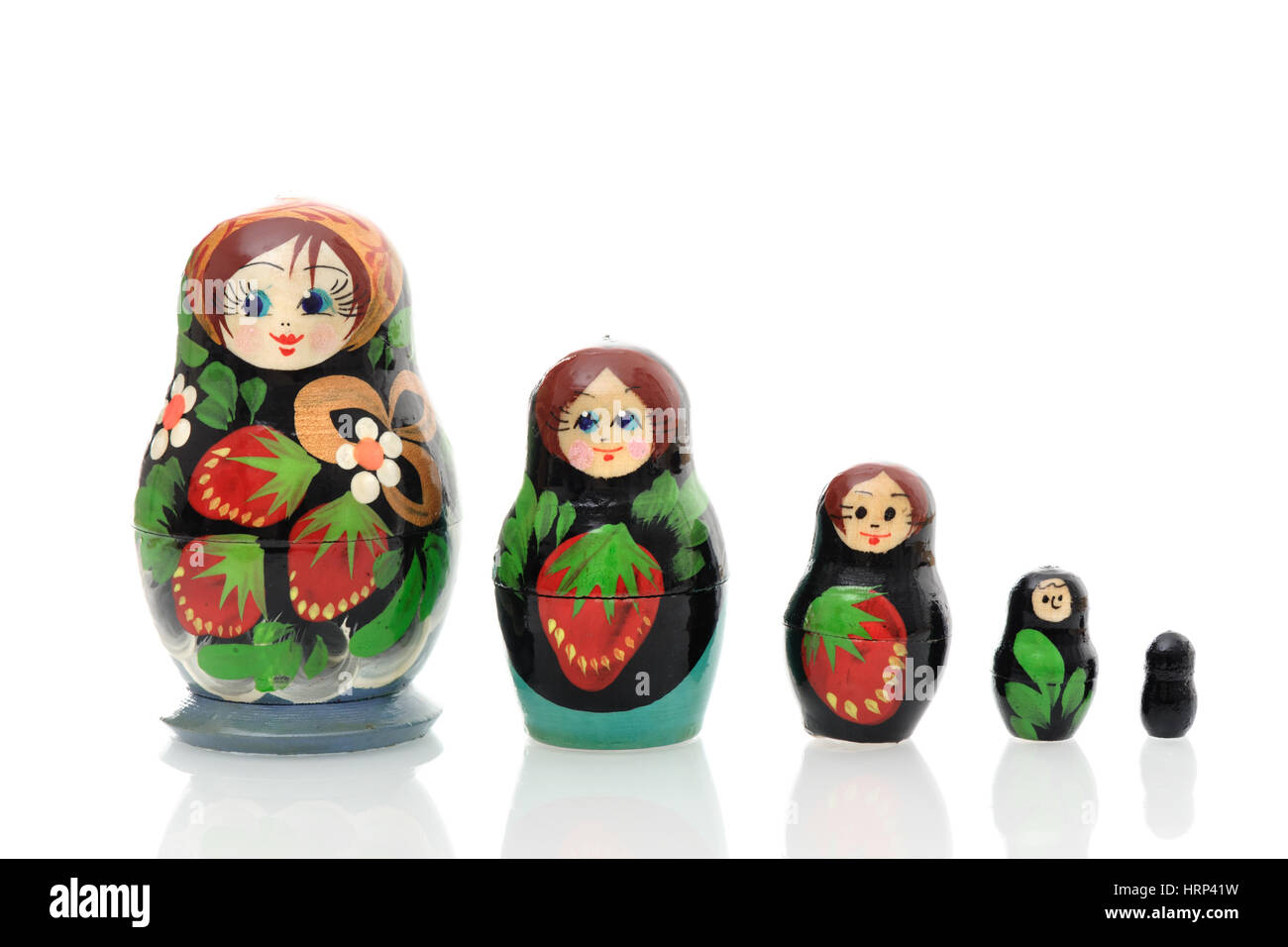 set of matryoshka or babushkas, Russian nesting dolls isolated on white ...