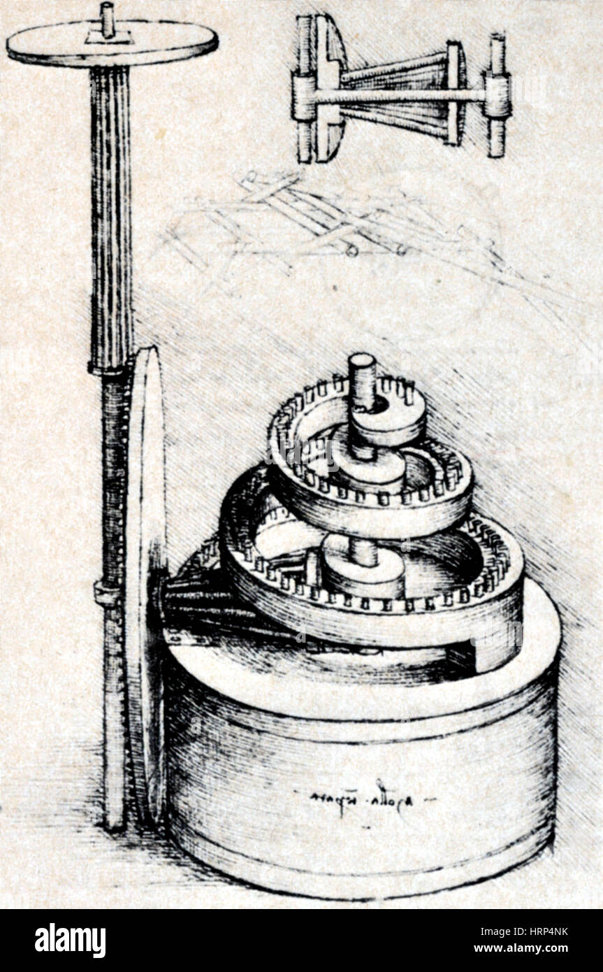 Da Vinci Invention, Clock Spring Equalizer Stock Photo - Alamy