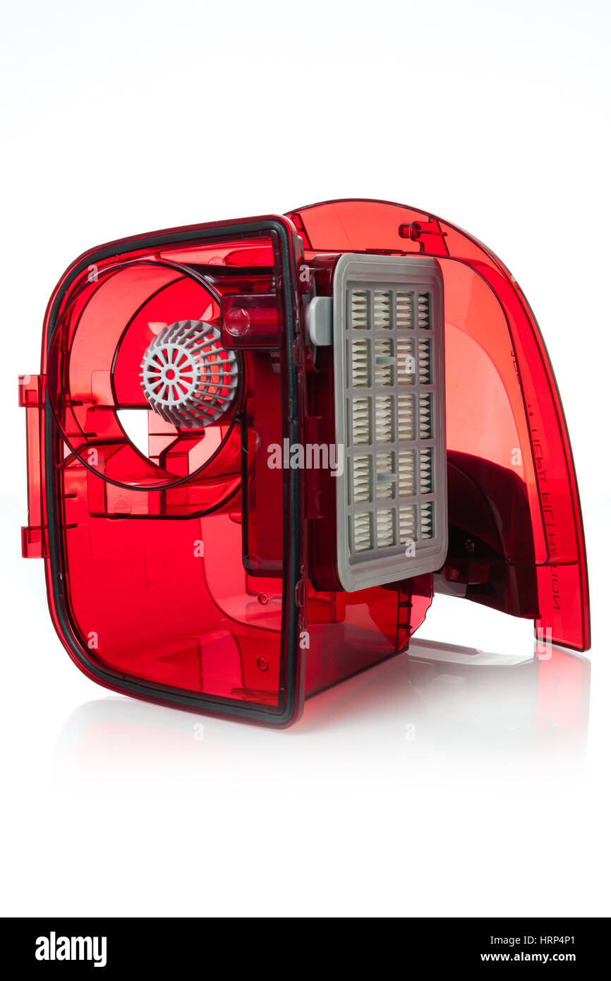 red dust container of vacuum cleaner with cyclonic system Stock Photo ...