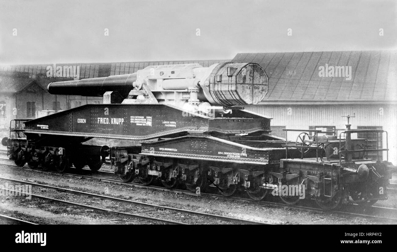 WWI, Krupp Gun On Railroad Car, 1914 Stock Photo - Alamy