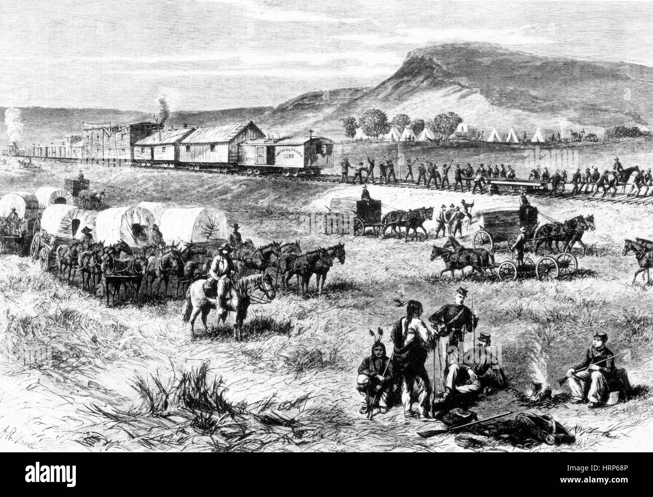Construction of Northern Pacific Railroad, 1870s Stock Photo - Alamy