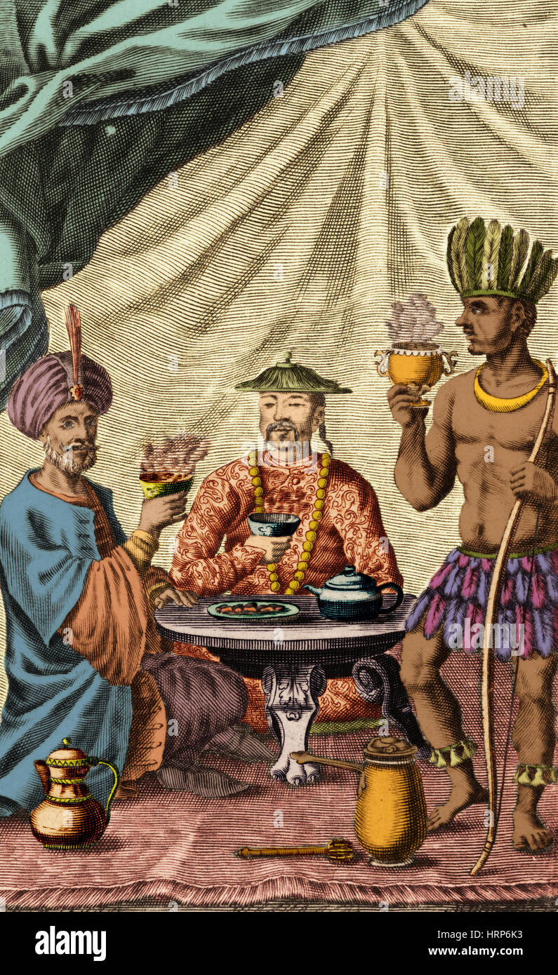 Imported Beverages of Coffee, Tea and Cocoa, 1671 Stock Photo - Alamy