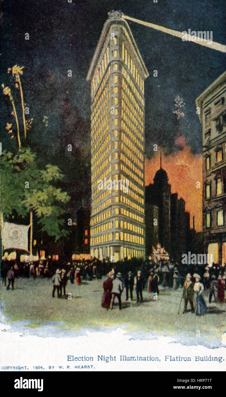 NYC, Flatiron Building, Election Night, 1904 Stock Photo - Alamy