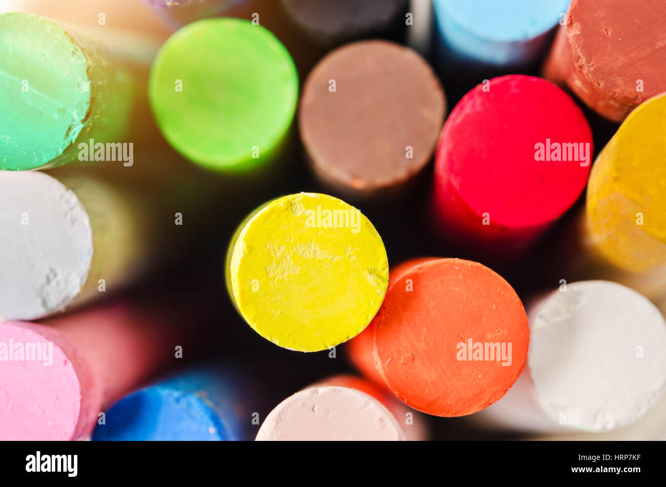 Close up group of pastel chalk background Stock Photo - Alamy