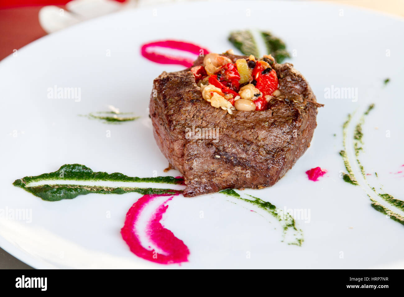 grilled red beef meat roll with sauce Stock Photo - Alamy