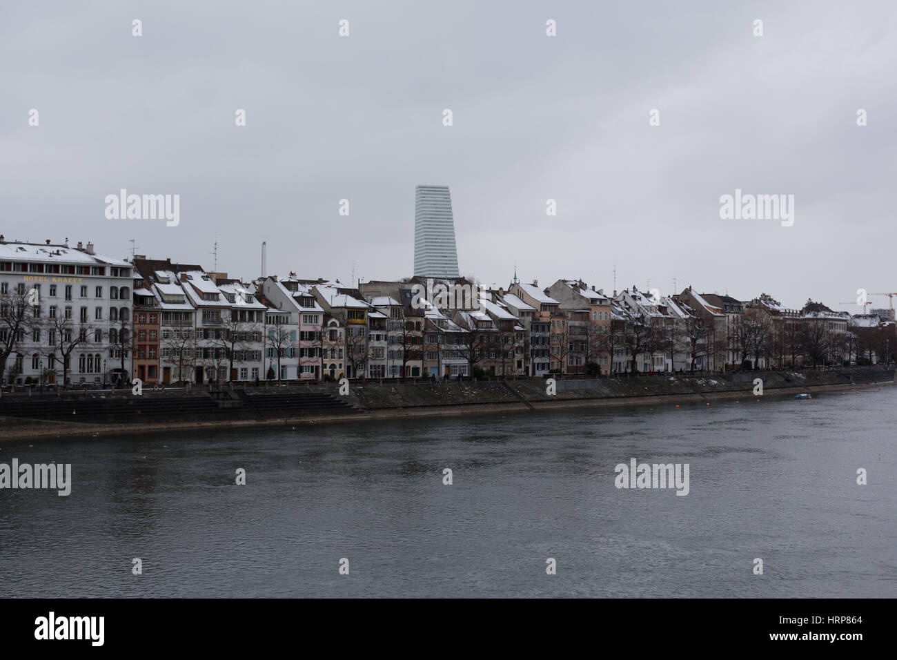 A photograph of the skyline of Basel, Switzerland. Taken from the ...