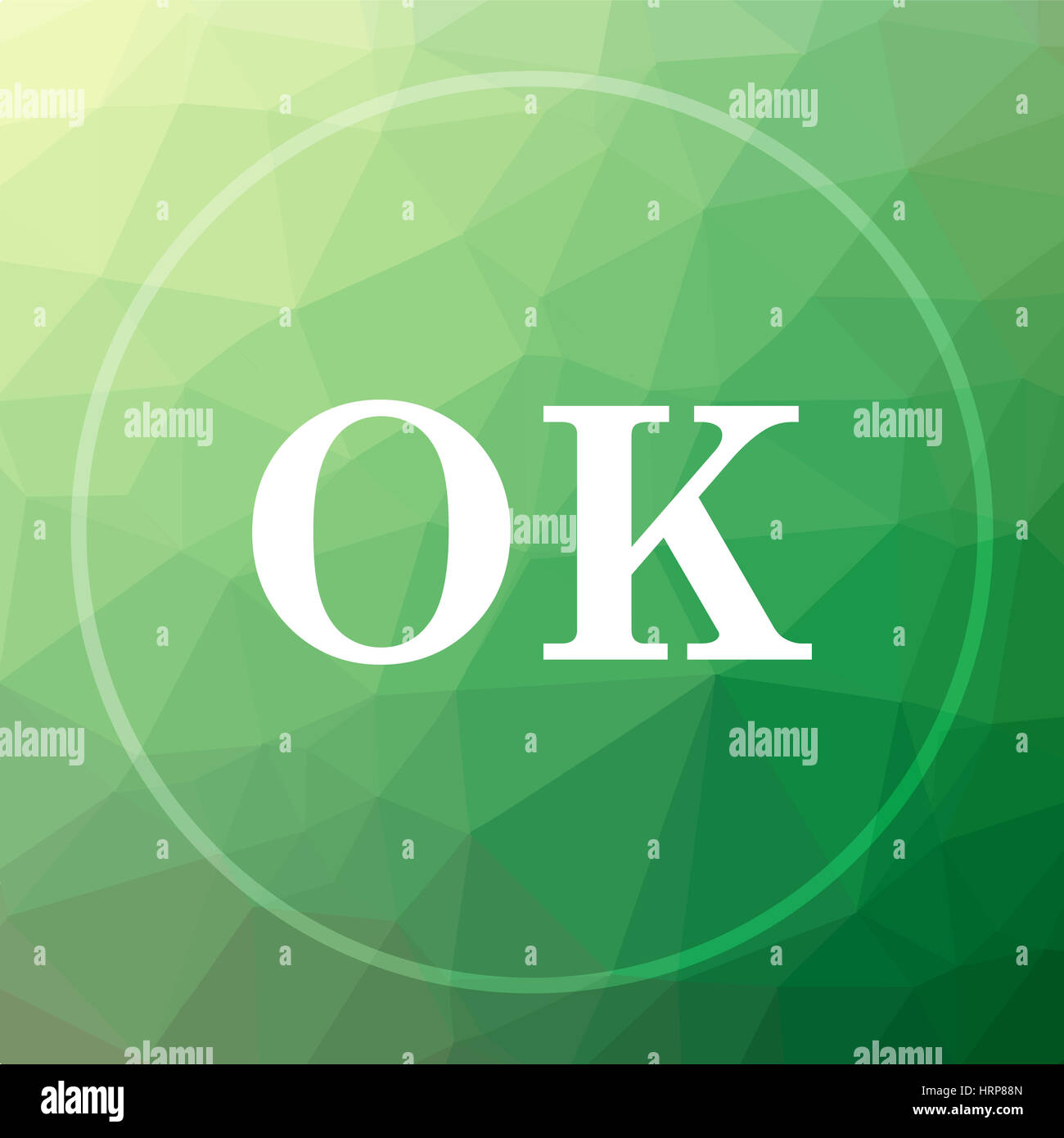 OK icon. OK website button on green low poly background Stock Photo - Alamy