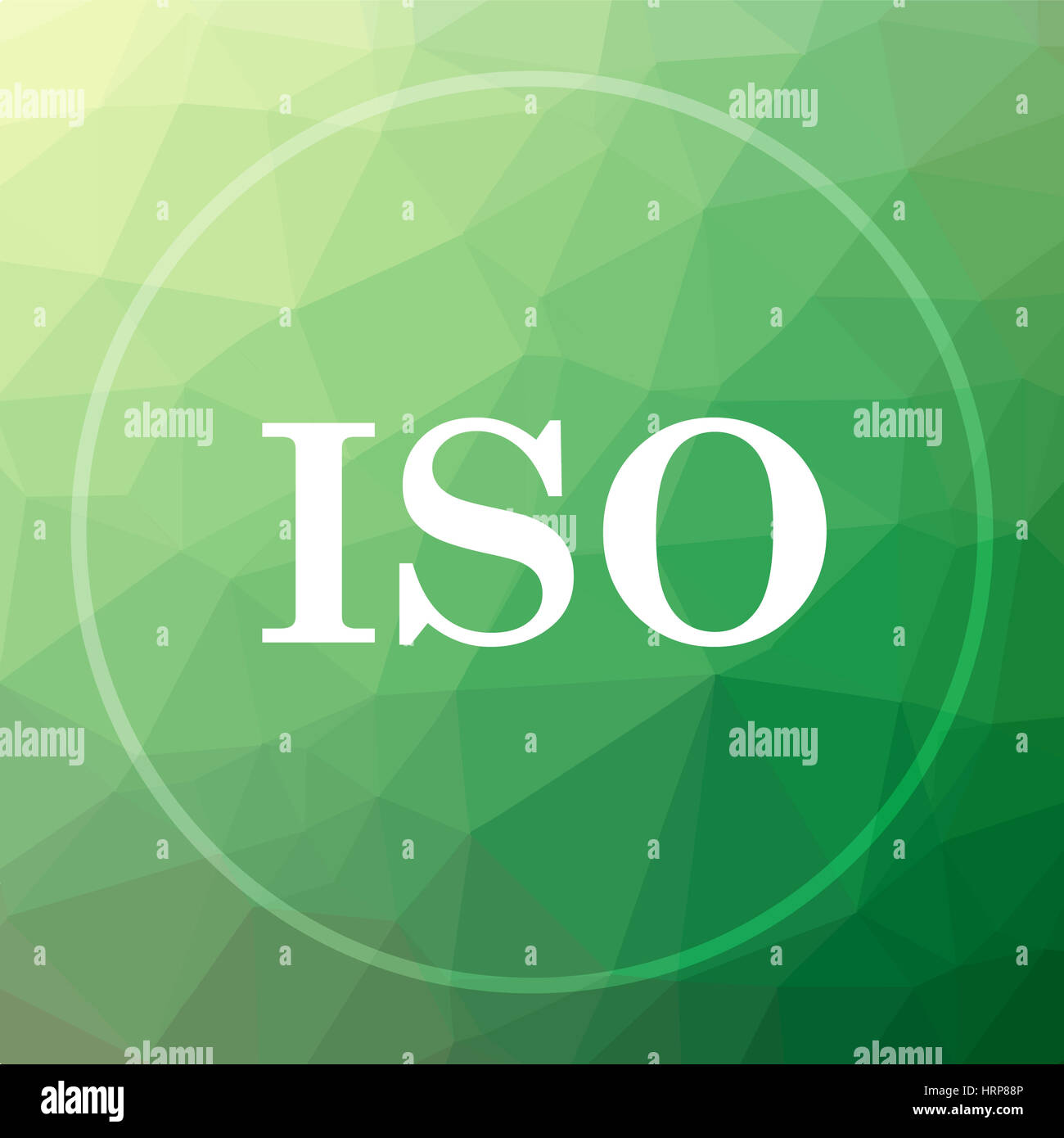ISO icon. ISO website button on green low poly background Stock Photo ...