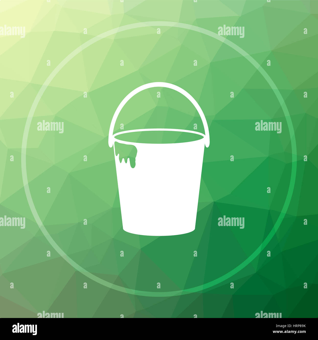 Bucket icon. Bucket website button on green low poly background Stock ...