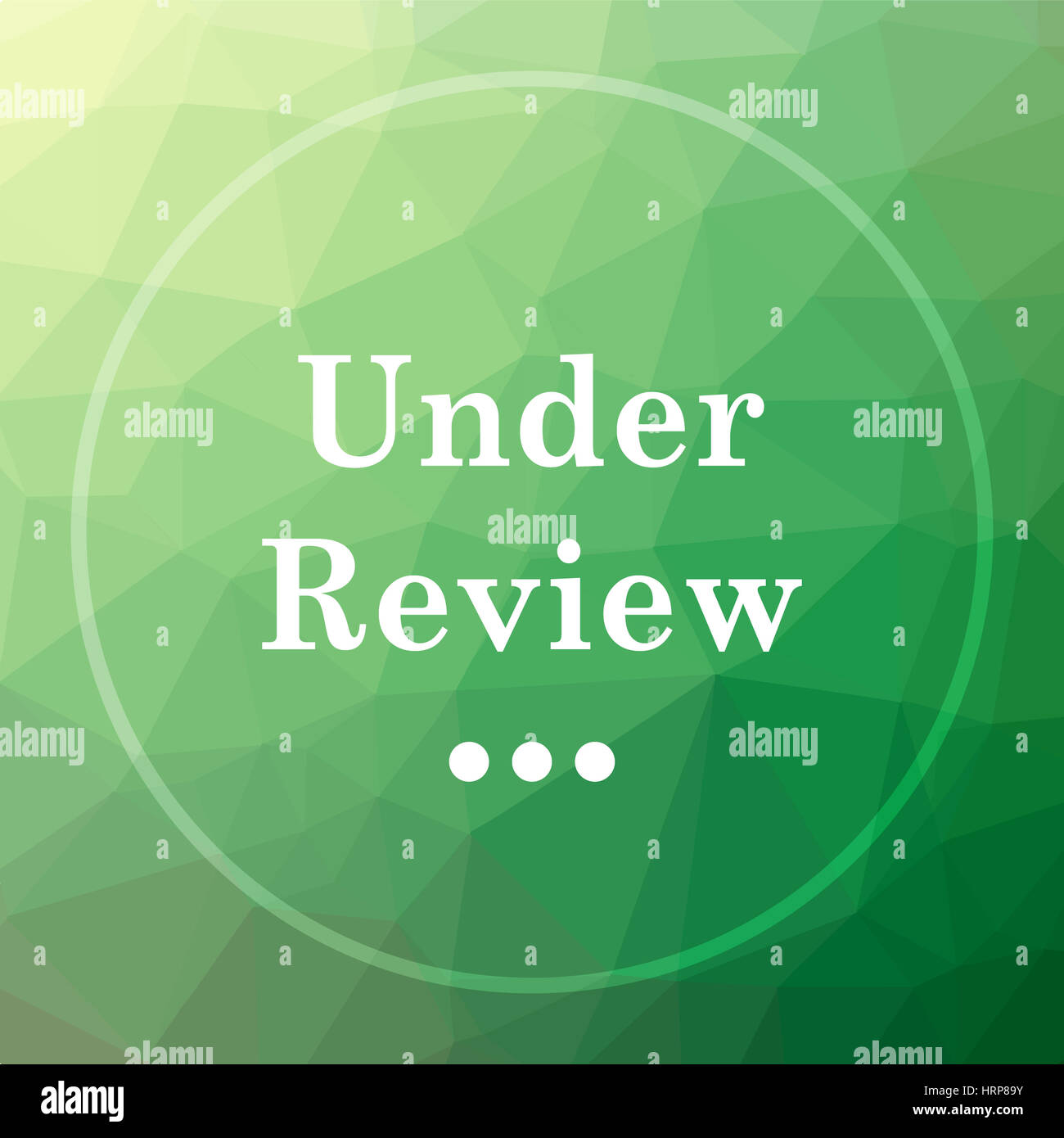 Under review icon. Under review website button on green low poly ...