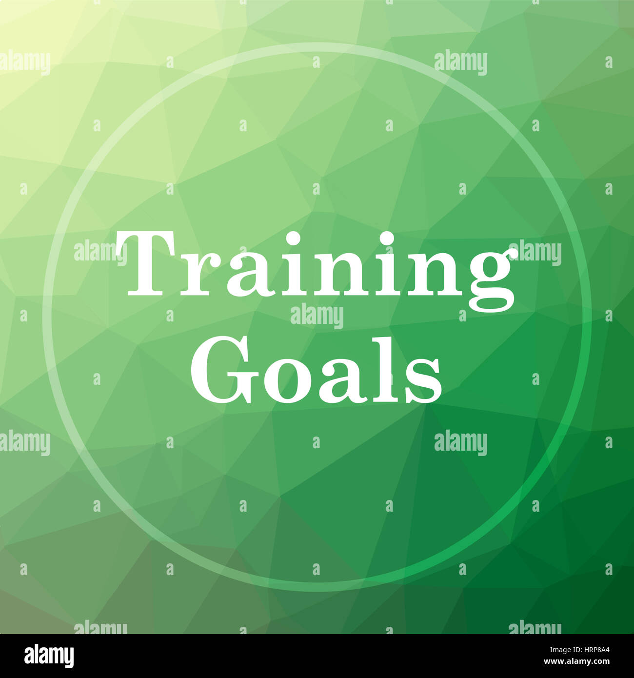 Training goals icon. Training goals website button on green low poly ...