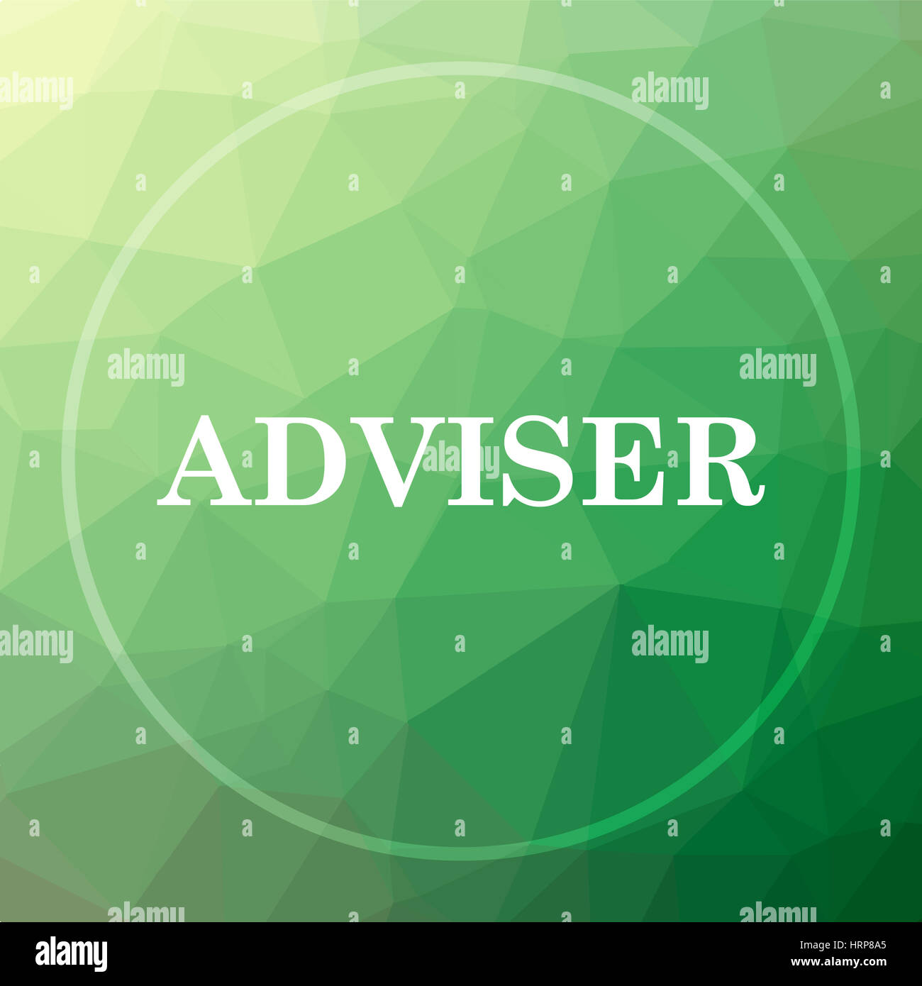 Adviser icon. Adviser website button on green low poly background Stock ...