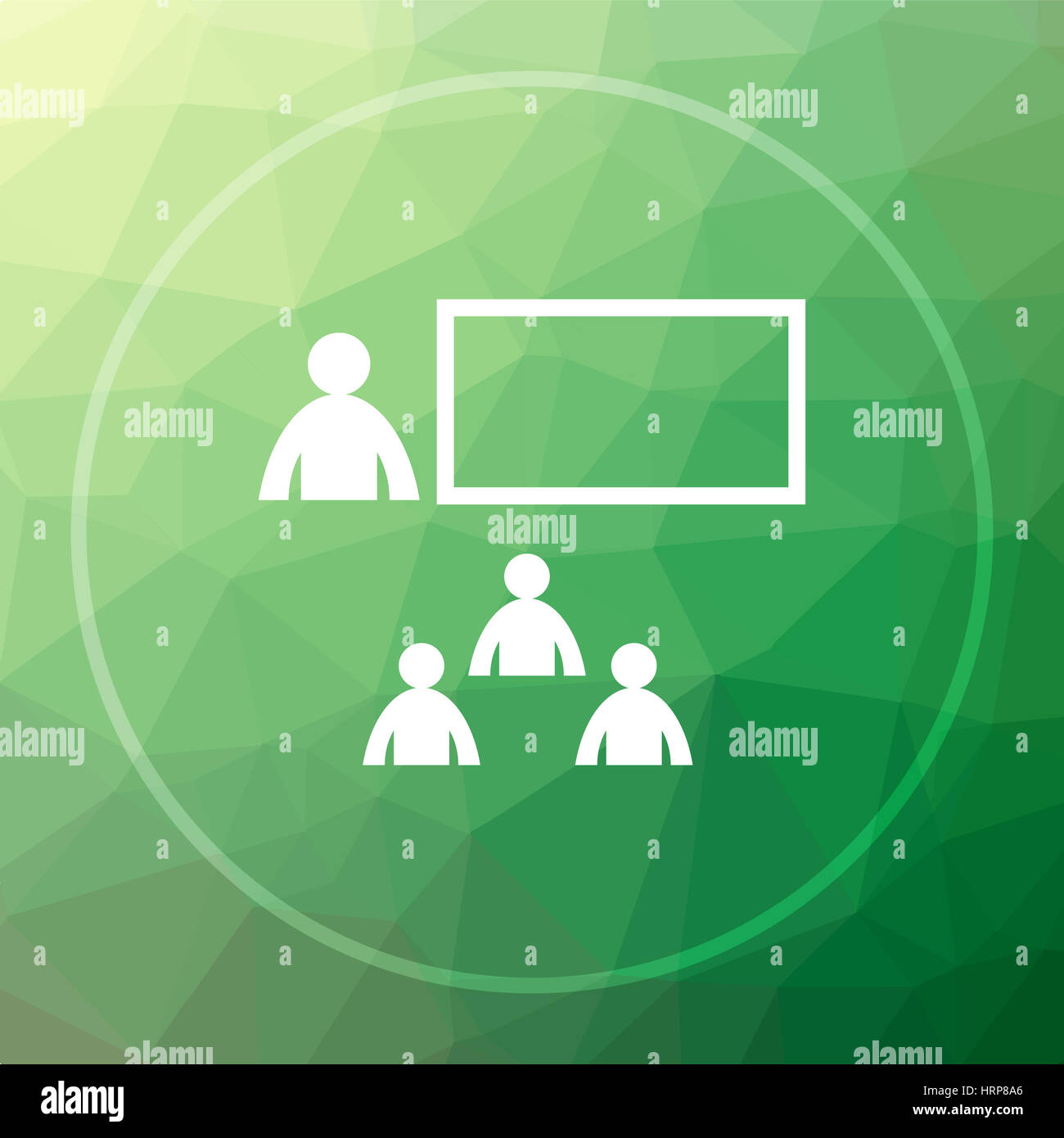 Presenting icon. Presenting website button on green low poly background ...