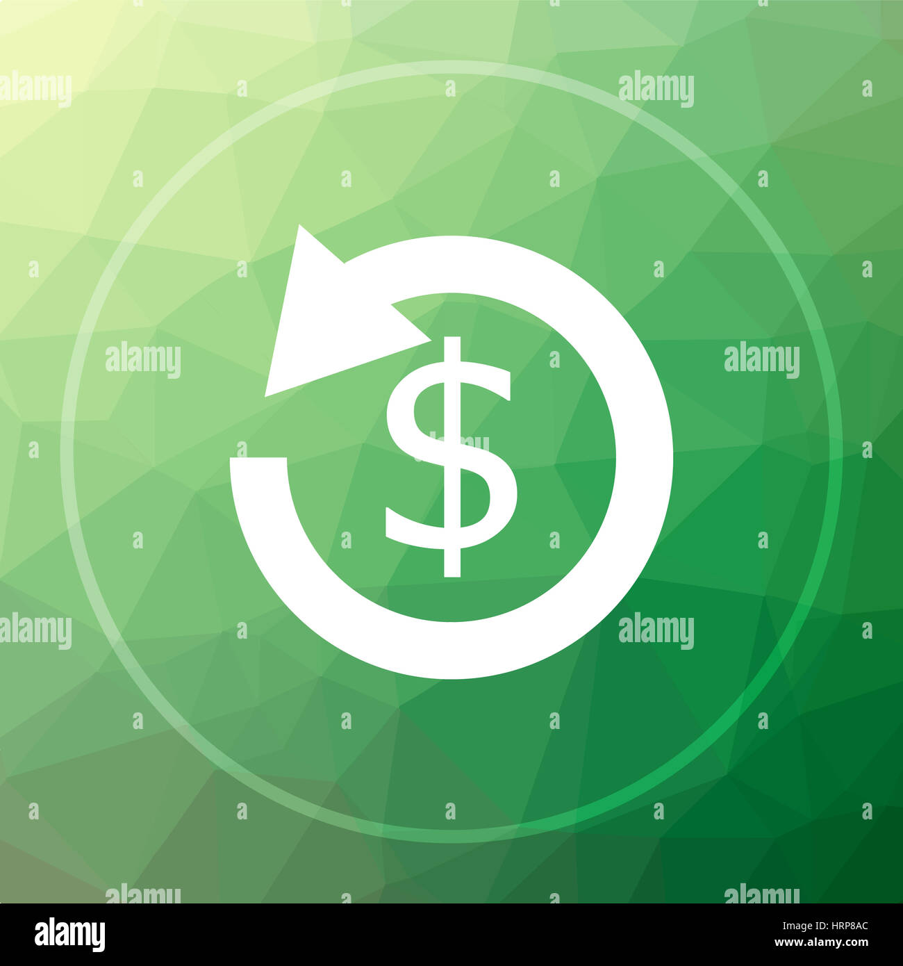 Refund. icon. Refund. website button on green low poly background Stock ...