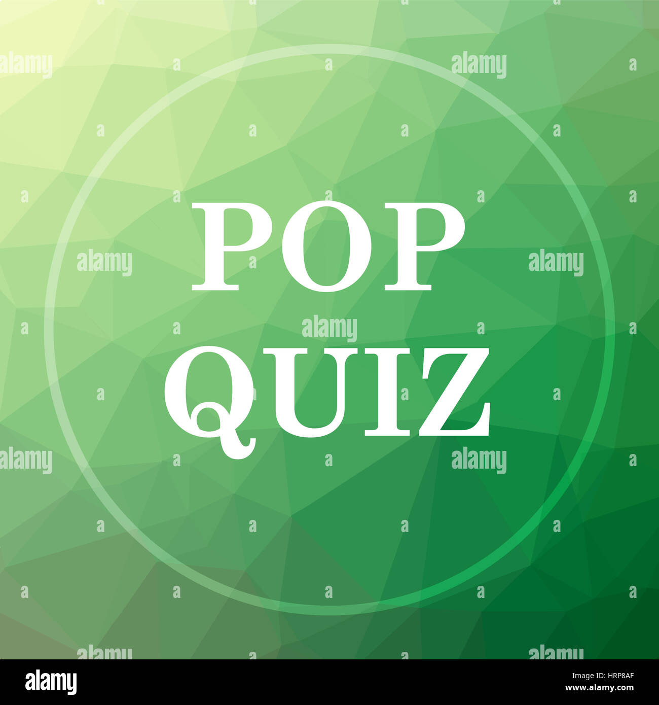 Pop quiz icon. Pop quiz website button on green low poly background ...