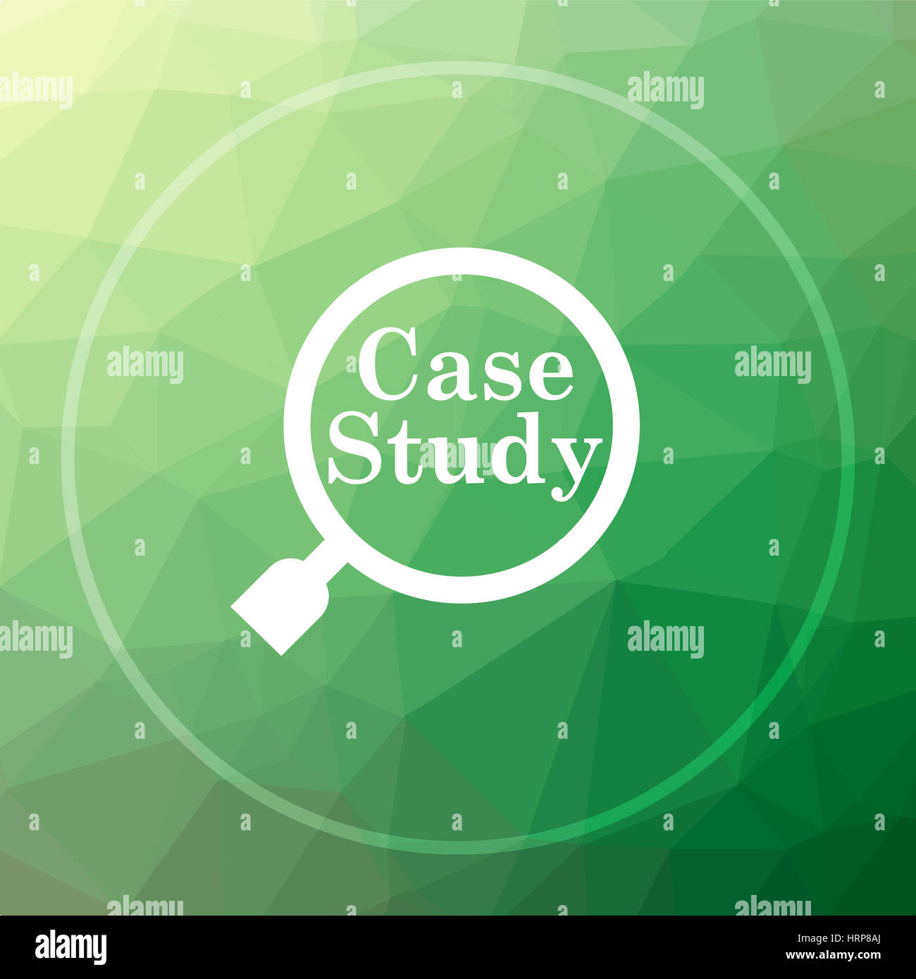 Case study icon. Case study website button on green low poly background ...