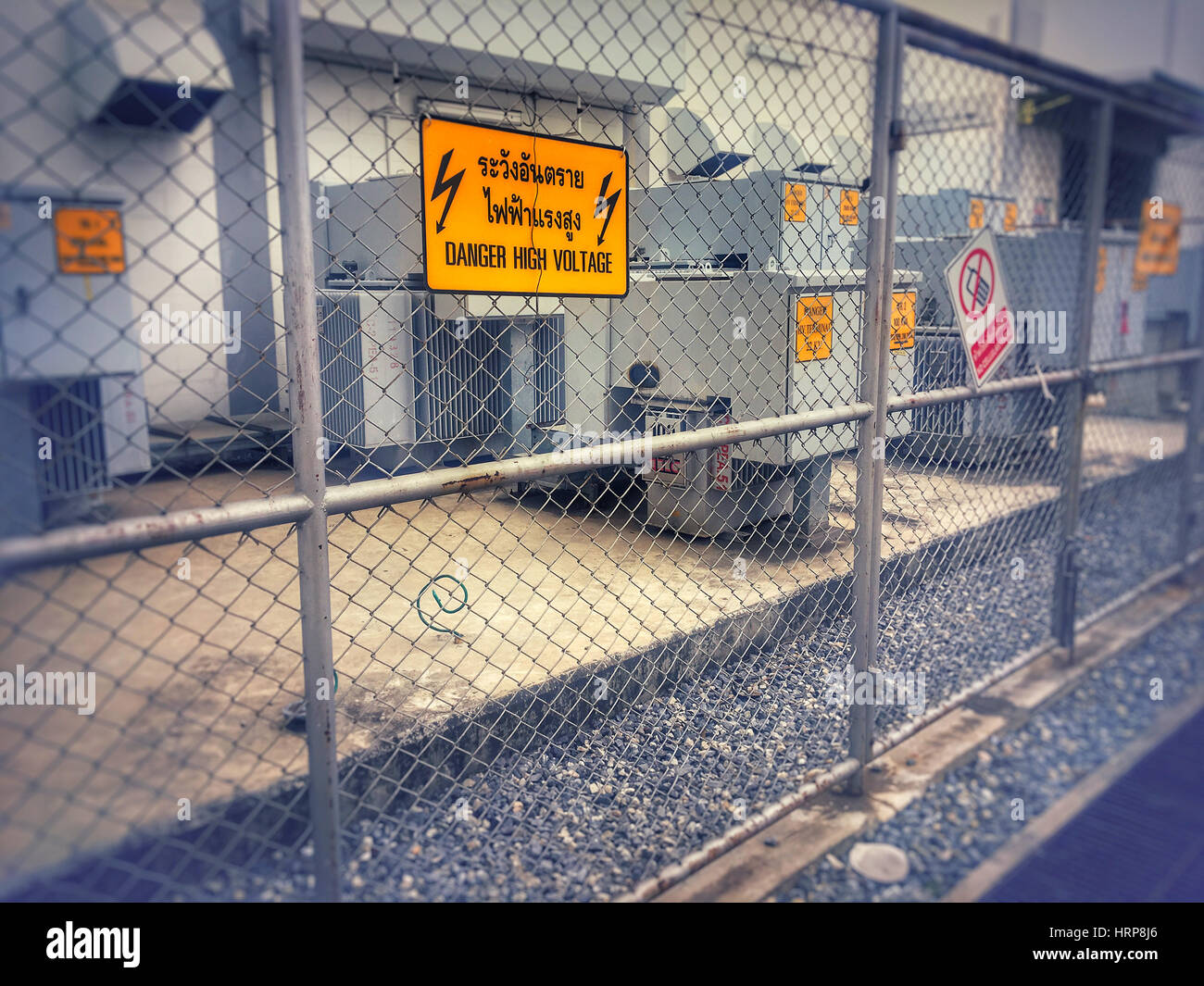 High voltage electrical base building industrial background Stock Photo ...