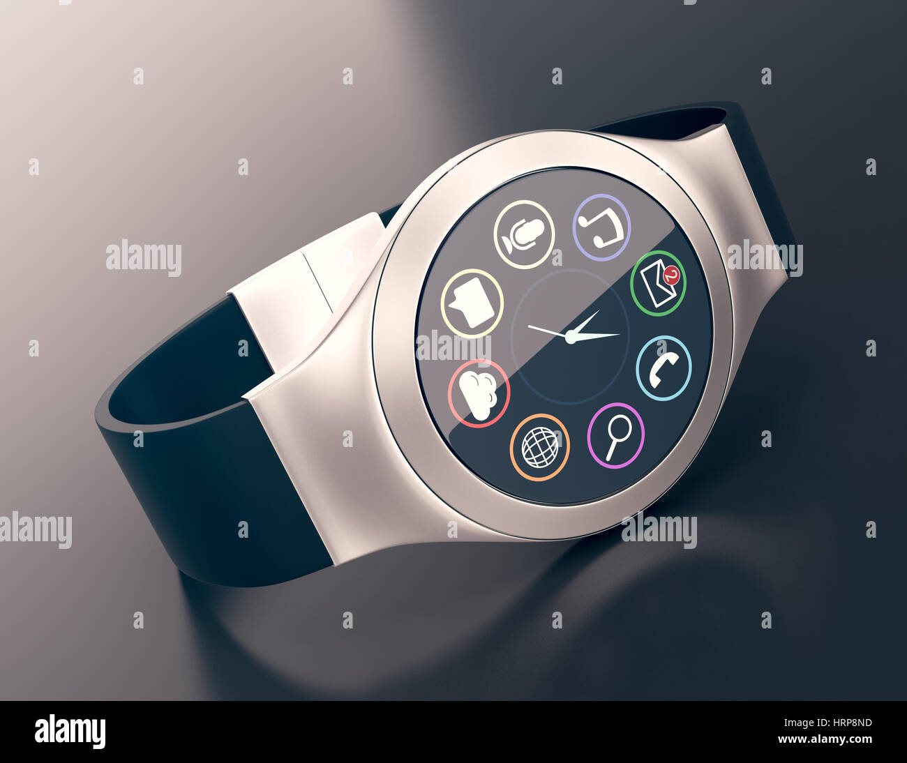 elegant smartwatch on dark background (3d render Stock Photo - Alamy