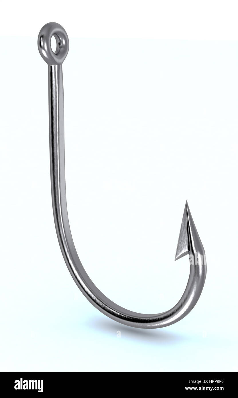 one fish hook on white background (3d render Stock Photo - Alamy
