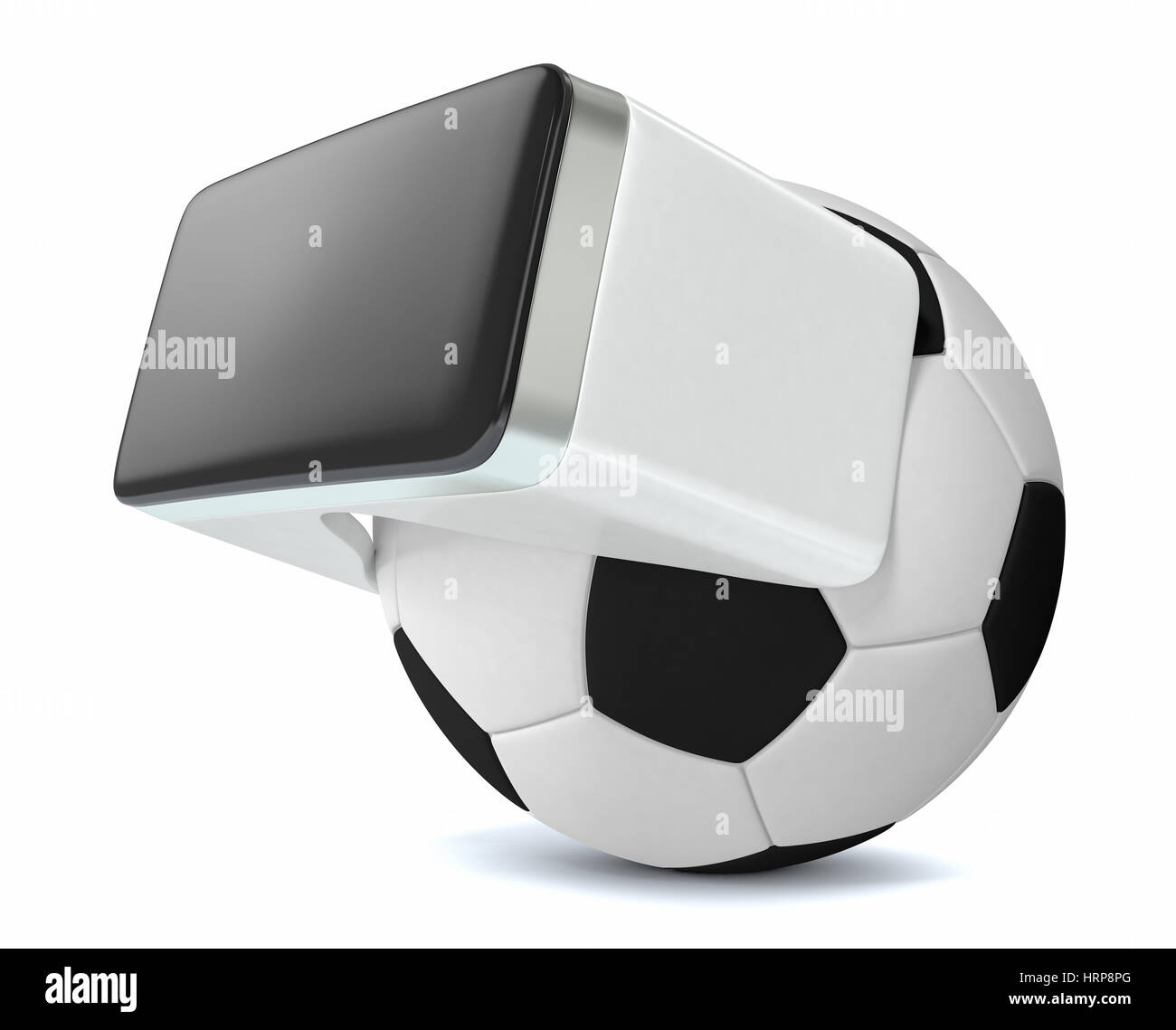 soccer ball with vr glasses on white background, concept of virtual ...