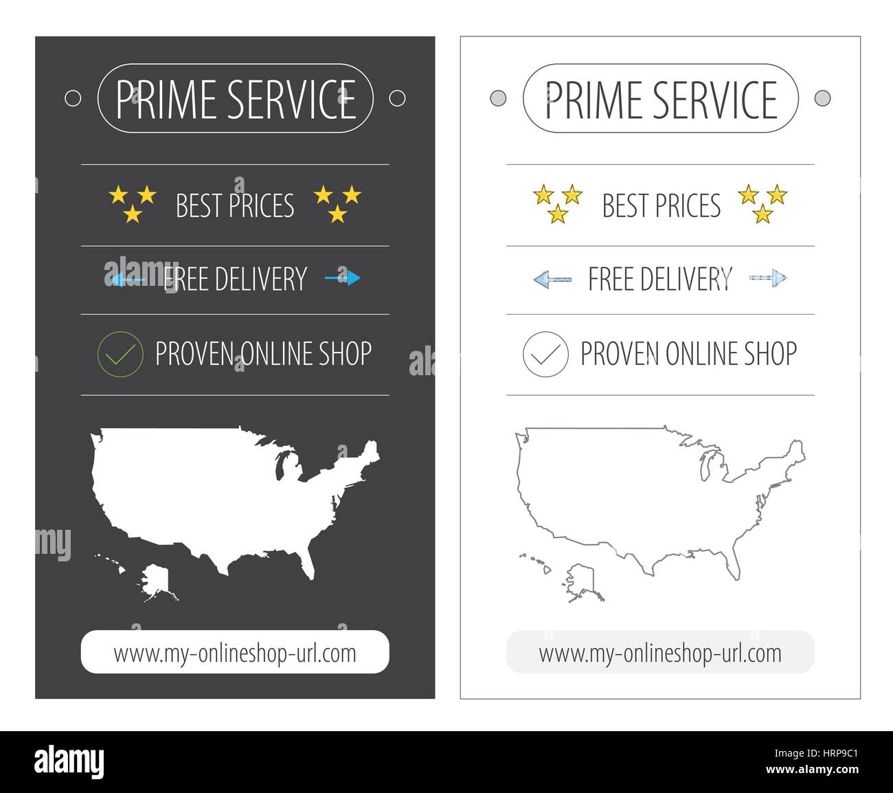 USA prime service ecommerce banner illustration in two variations Stock ...