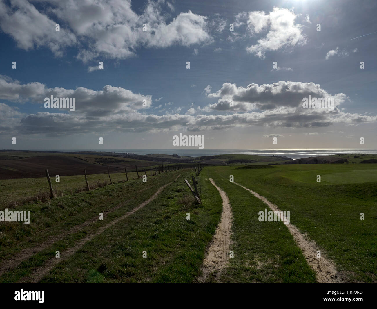 South Downs at Woodingdean, Brighton, towards Ovingdean and the English ...