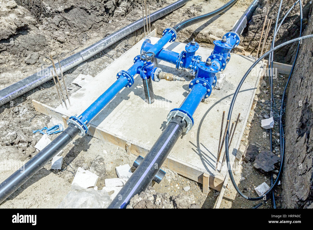 Master valve for water supply system, junction place with hdpe pipeline ...