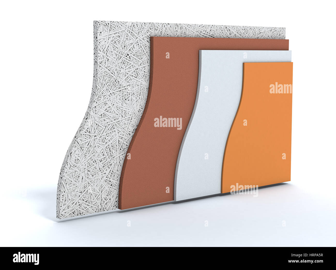 panels for thermal insulation of a wall, all layers visible (3d render ...