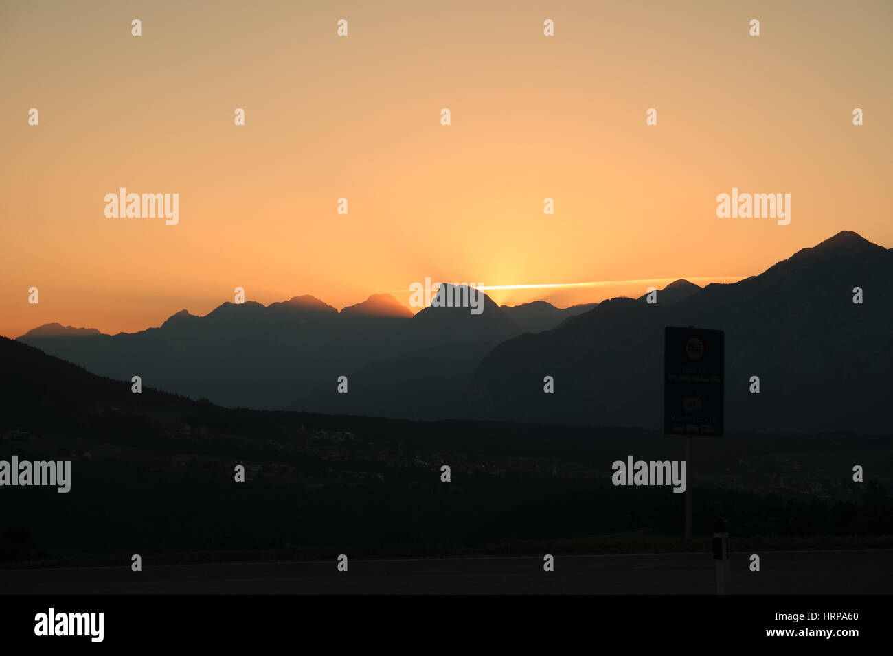Sunset behind mountains in Innsbruck, Austria Stock Photo - Alamy