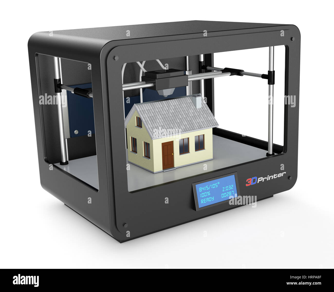 professional 3d printer that builds a house, white background (3d ...