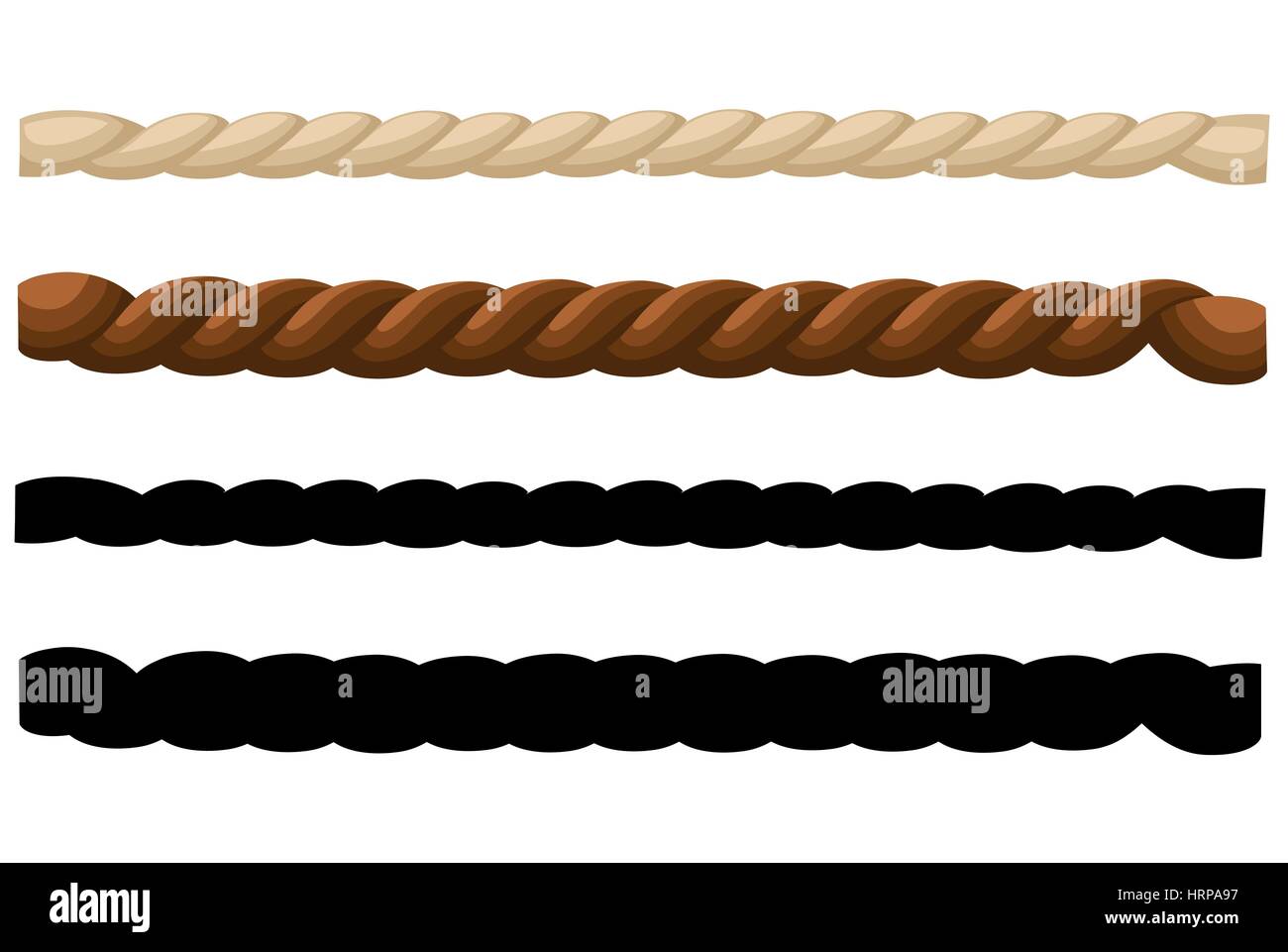 Different thickness ropes isolated on white, vector illustration Stock ...