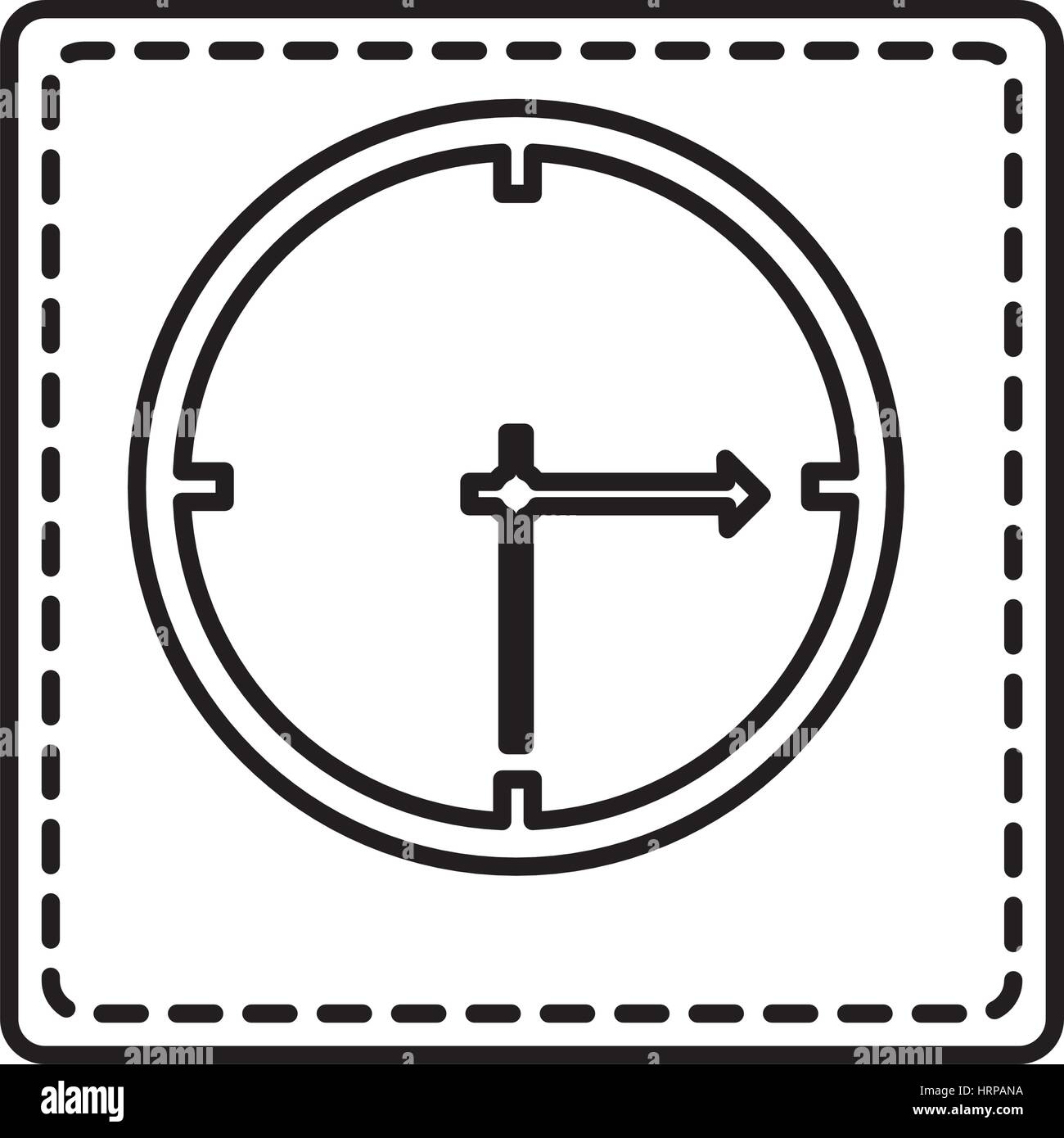 monochrome contour square and dotted line with wall clock Stock Vector ...