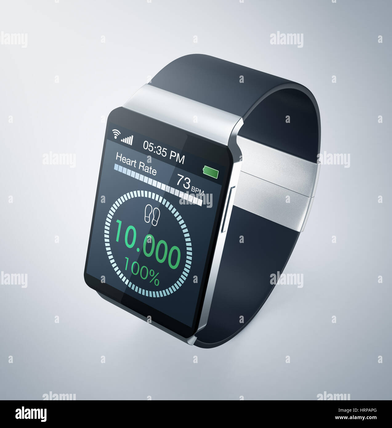 top view of a smartwatch with fitness app (3d render Stock Photo - Alamy