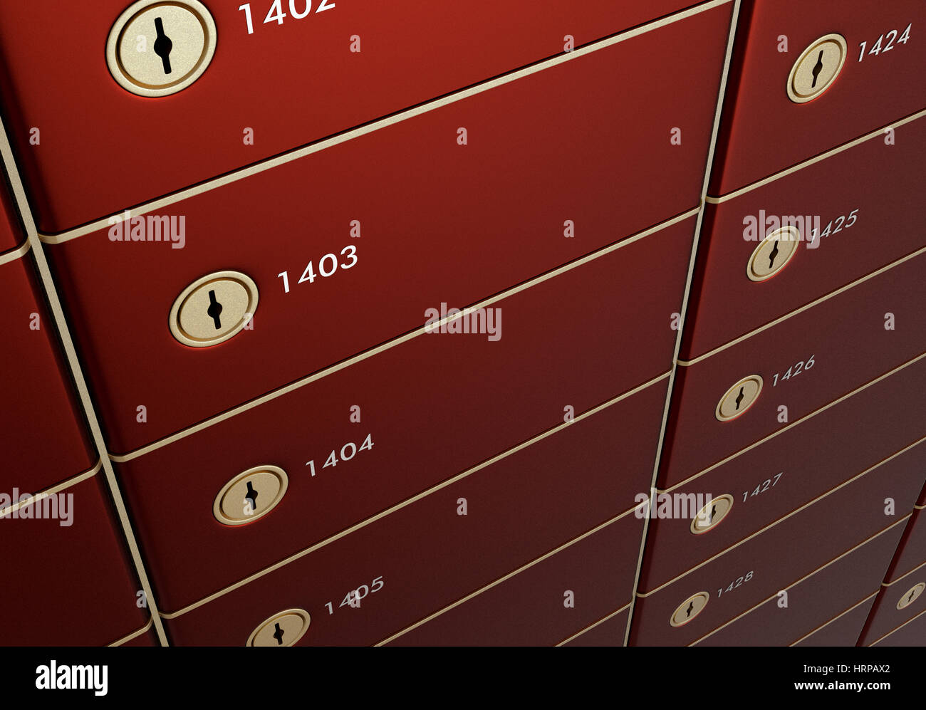 close up view of a stack of safe boxes (3d render Stock Photo - Alamy