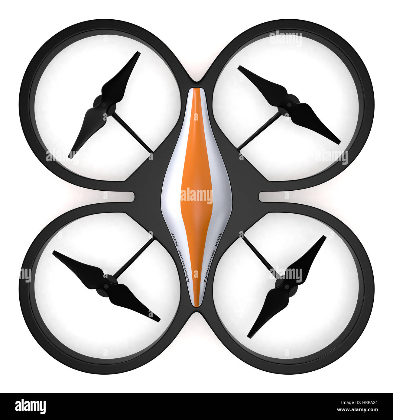 top view of a small drone on white background (3d render Stock Photo ...