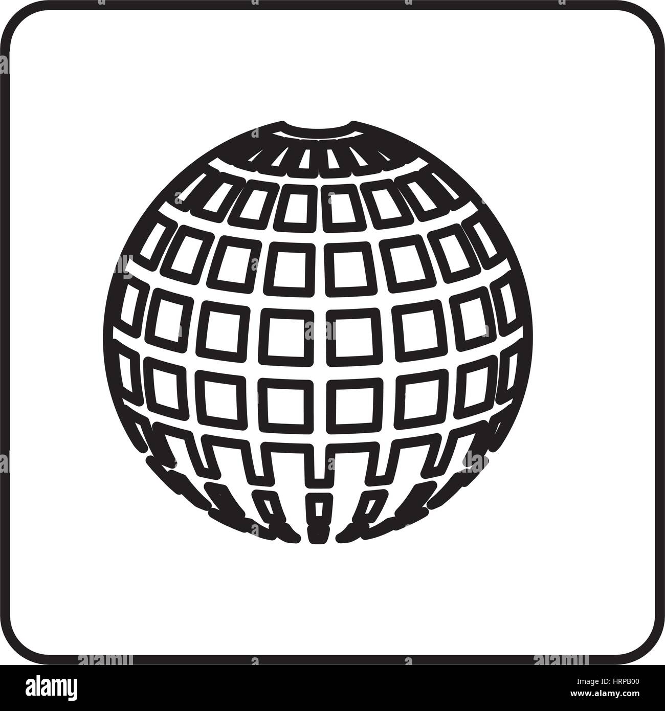 monochrome contour square with globe earth icon Stock Vector Image ...