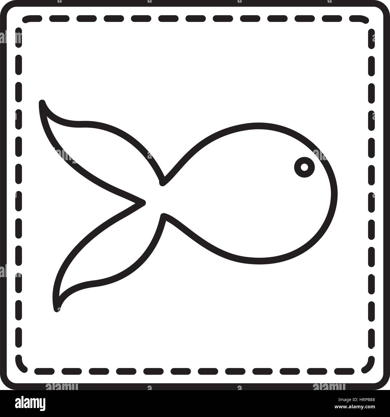 monochrome contour square and dotted line with fish icon Stock Vector ...