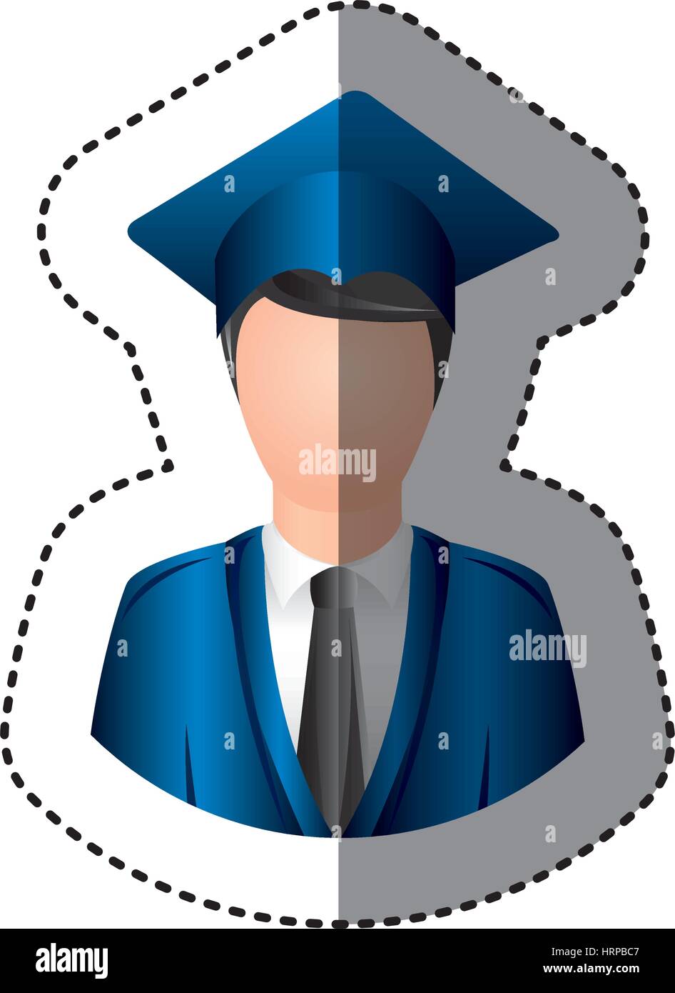sticker half body man with graduation outfit faceless Stock Vector ...