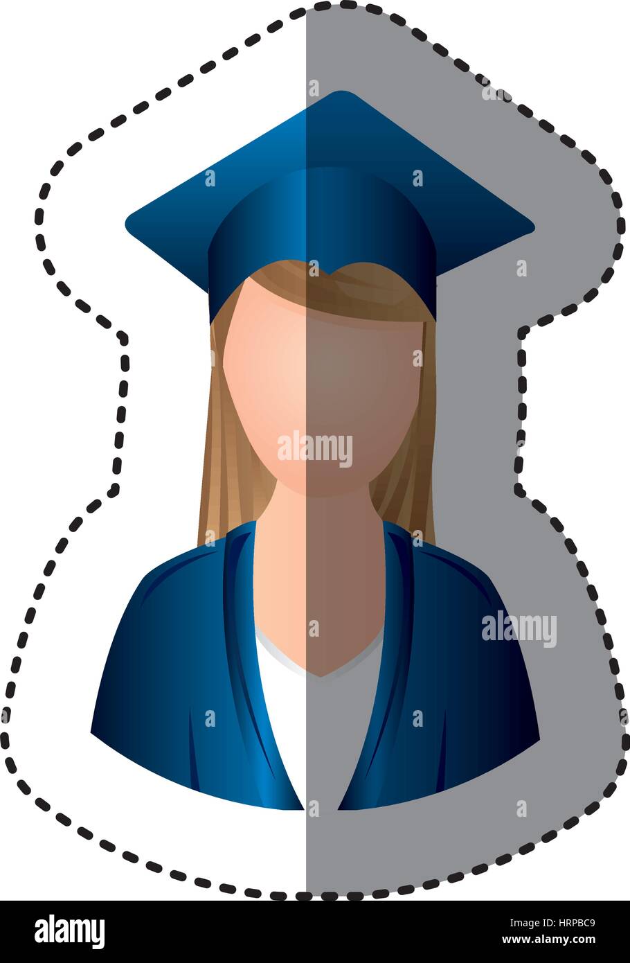 sticker half body woman with graduation outfit faceless Stock Vector ...