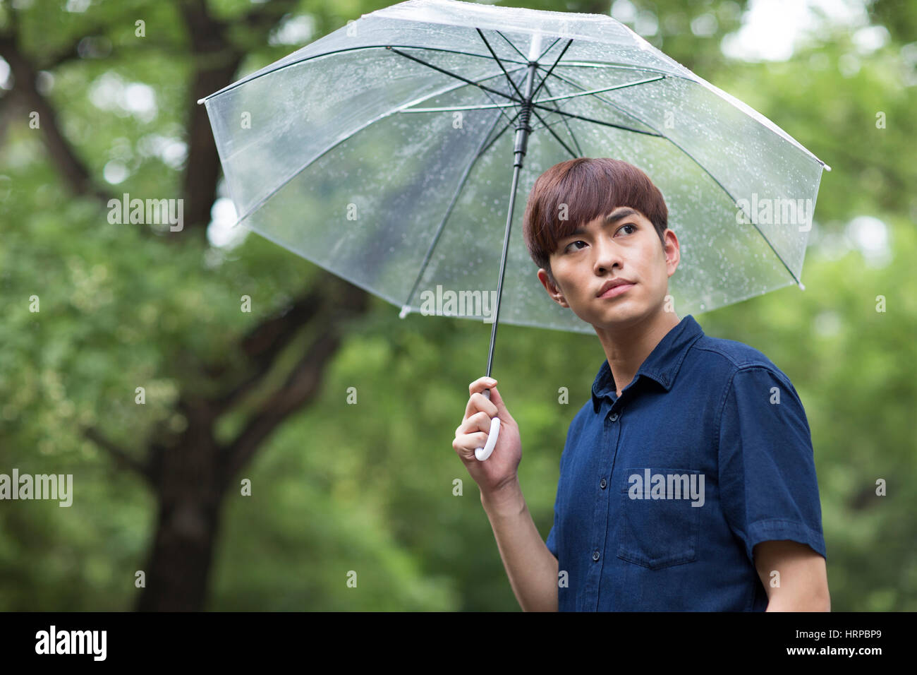 Man transparent umbrella hi-res stock photography and images - Alamy