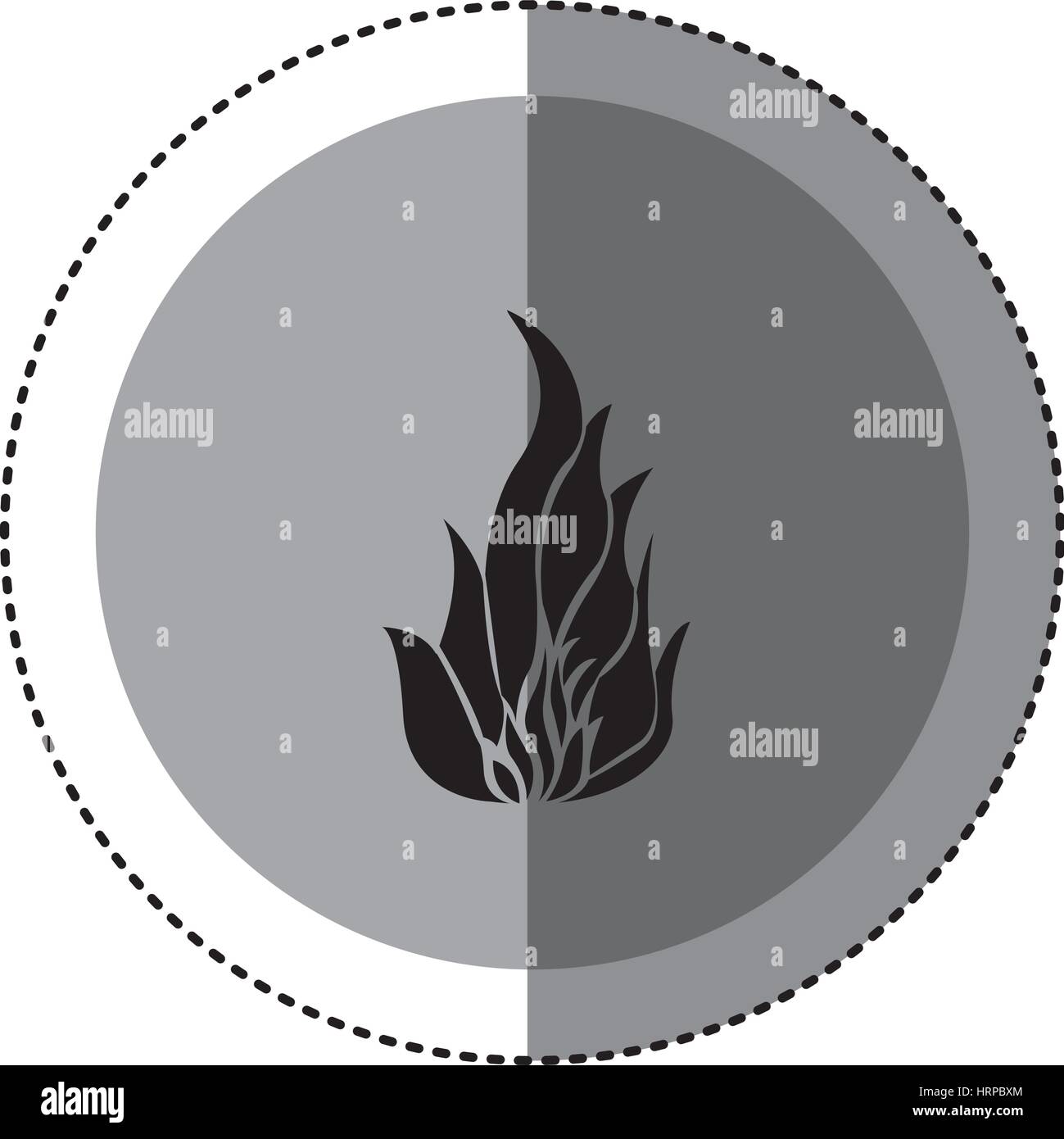 sticker monochrome circular emblem with flame icon Stock Vector Image ...