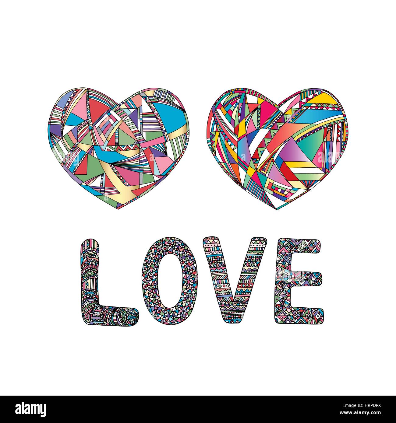 Hearts hand drawn vector background. Abstract stylized love ...