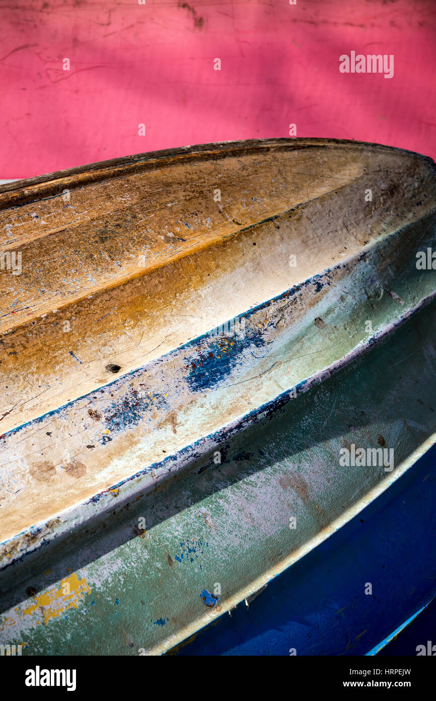 Row boat upturned at the Devon village of Stoke Gabriel South Hams ...