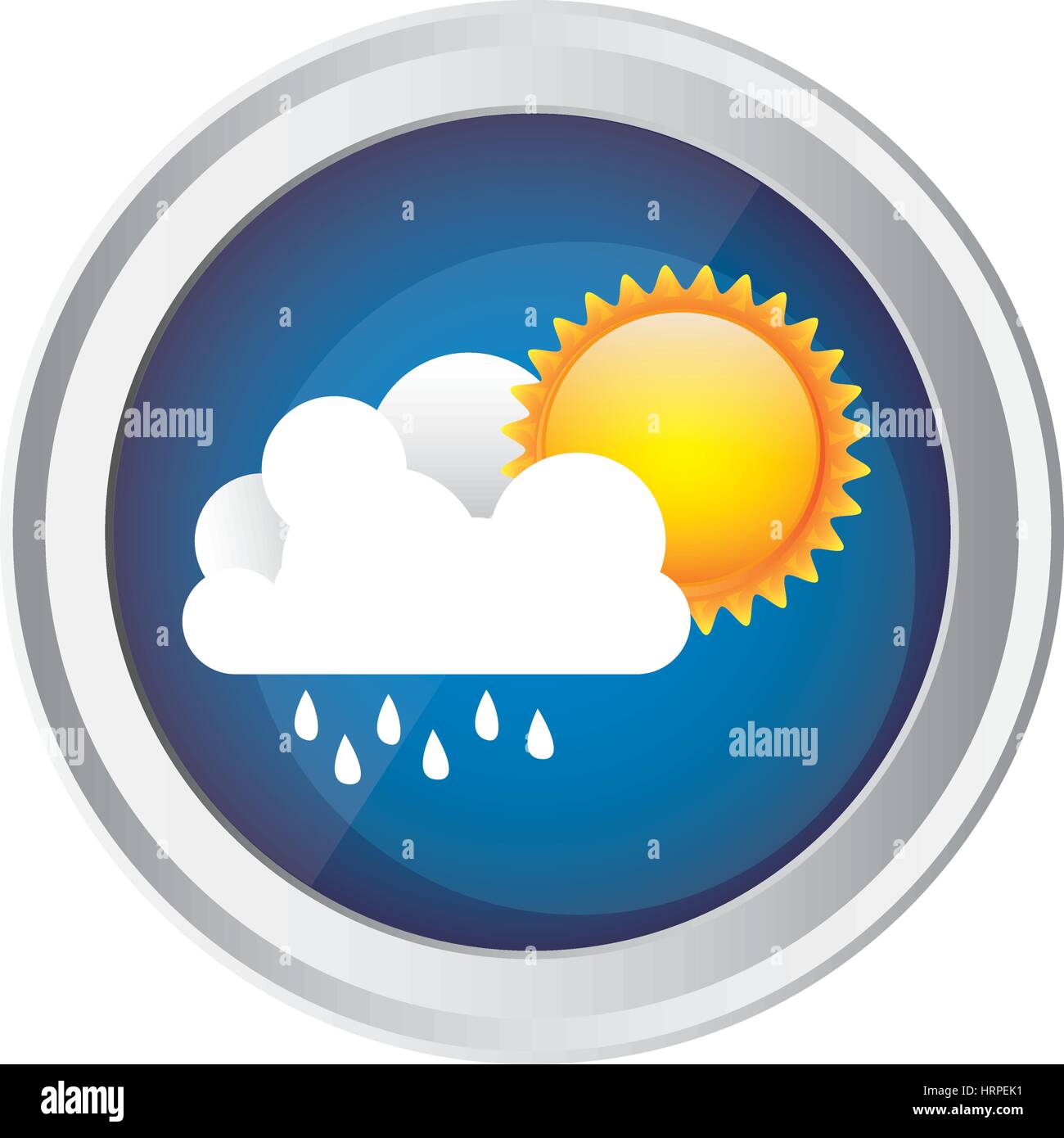 color circular frame and blue background with cloud with rain and sun ...