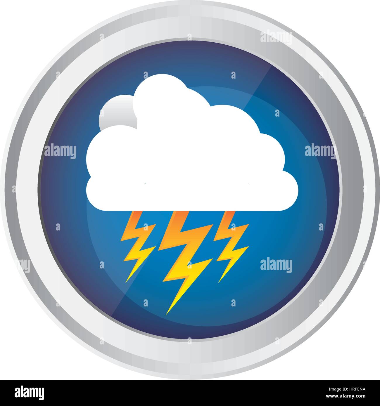 color circular frame and blue background with cloud with lightnings ...