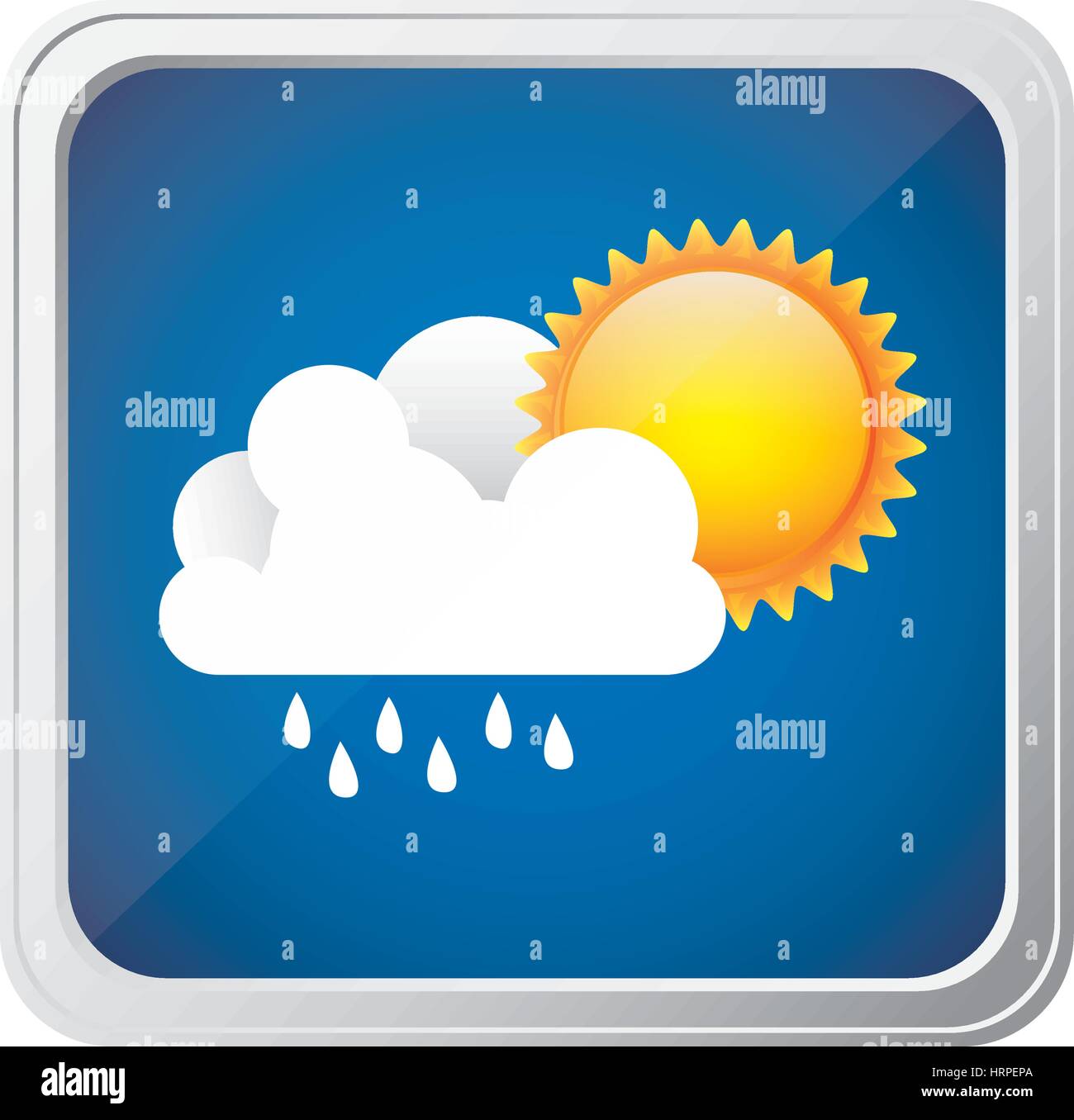 color square frame and blue background with cloud with rain and sun ...