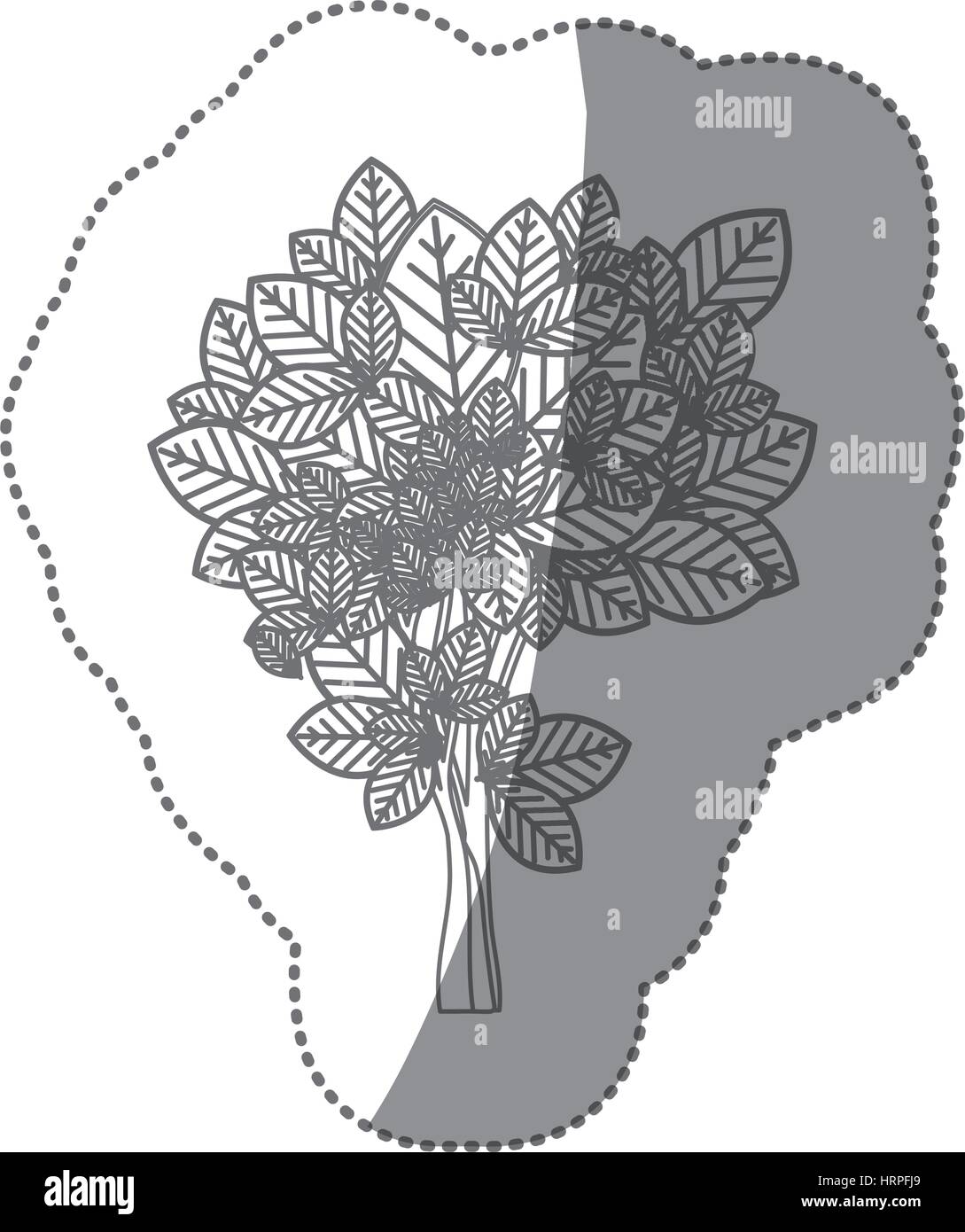 sticker gray color leafy tree with ramifications nature icon Stock ...