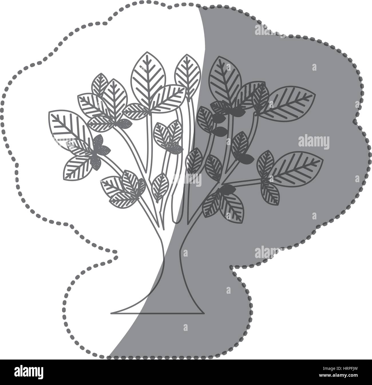 sticker gray color leafy tree with trunk nature icon Stock Vector Image ...